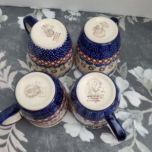 Boleslavcu | Dining | Vintage Polish Pottery Mugs Set 4 Pc | Poshmark